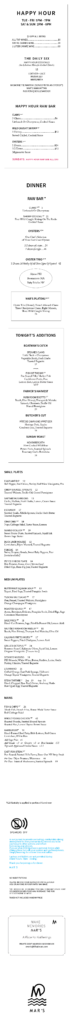 Mars_Dinner Menu – Mar's
